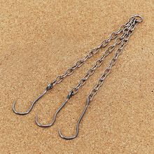Triple Hooks and Chains, Nickel, 6 in | Carolina Biological Supply