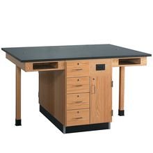 4-Student Double-Sided Flat Top Service Center with Cupboard and ...