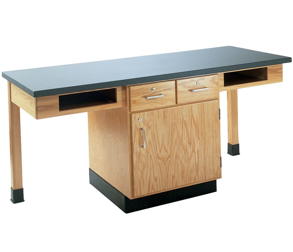 2-Student Table with Book Compartments and Drawers over Cupboard ...