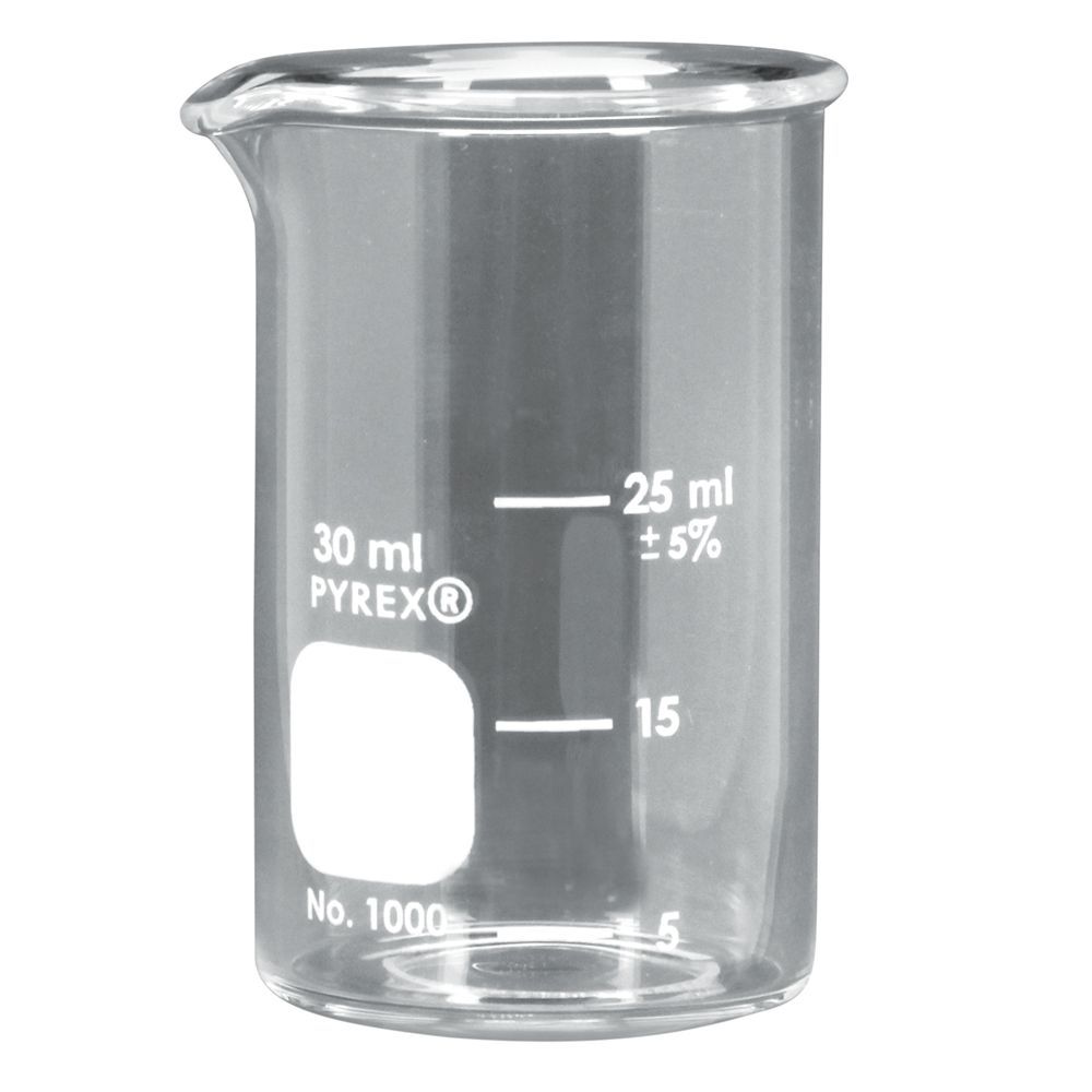Pyrex® Glass Griffin Beaker, Low Form, Measuring, 30 mL | Carolina ...