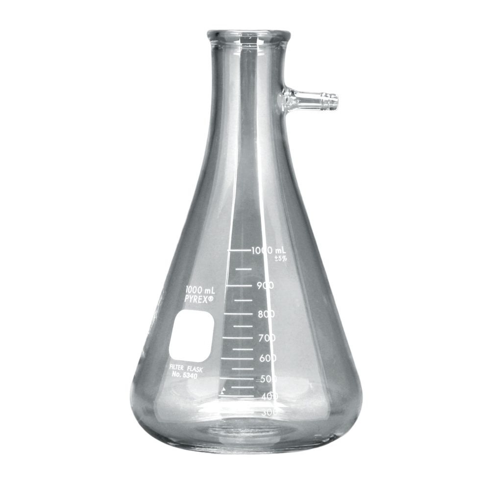 Pyrex® Glass Filtering Flask, Heavy-Walled, with Side Tubulation, 1,000 ...