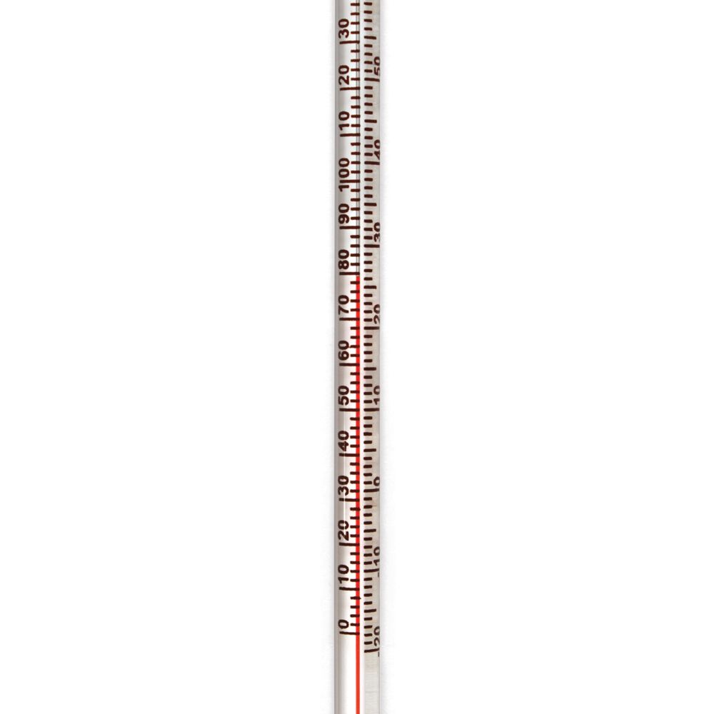 Red Spirit-Filled Partial Immersion 12" Thermometer (-20 to 110 C; 0 to ...