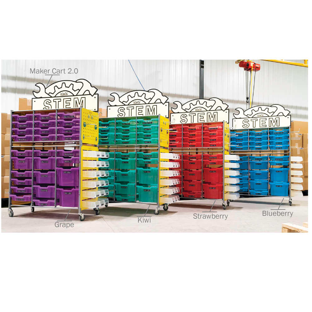 TeacherGeek® Maker Cart 2.0 with Makerspace Sign, Blueberry | Carolina ...