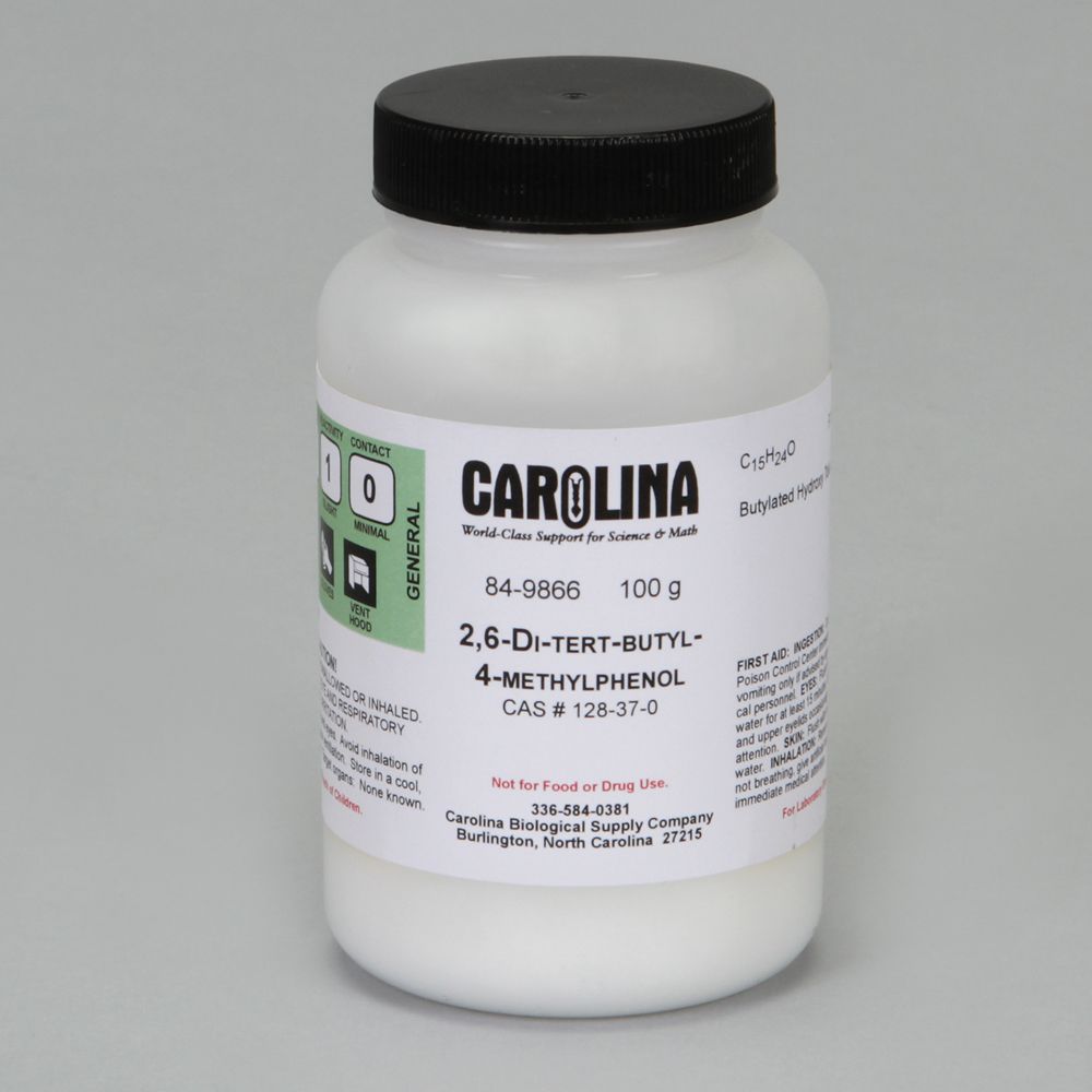 2,6-di-tert-butyl-4-methylphenol, Reagent Grade, 100 g | Carolina Biological Supply