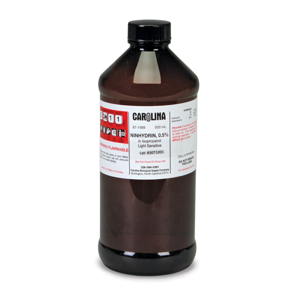 Ninhydrin, 0.5% in Isopropanol, Laboratory Grade, 500 mL | Carolina ...