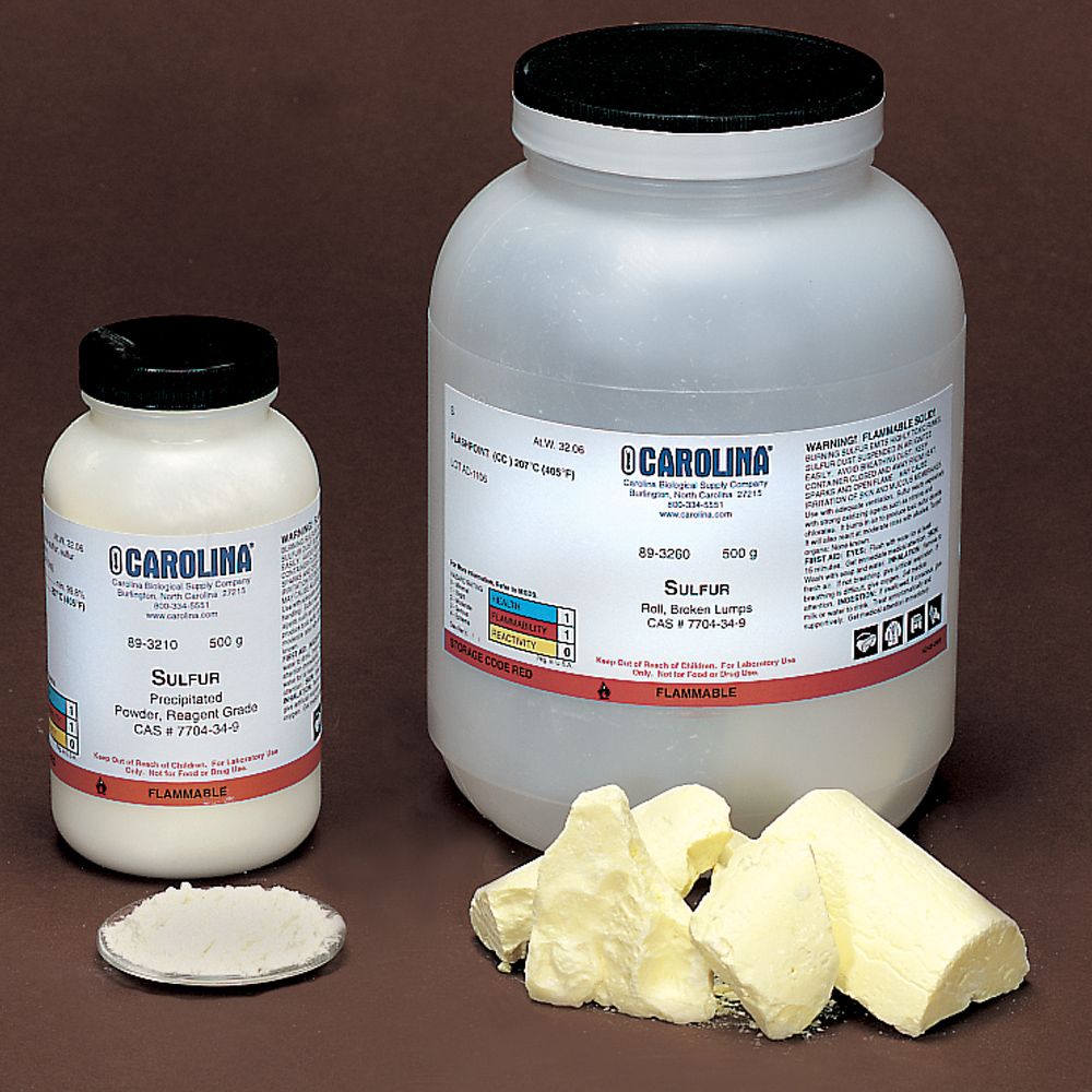 Sulfur, Sublimed Powder, Reagent Grade, 500 g | Carolina Biological Supply