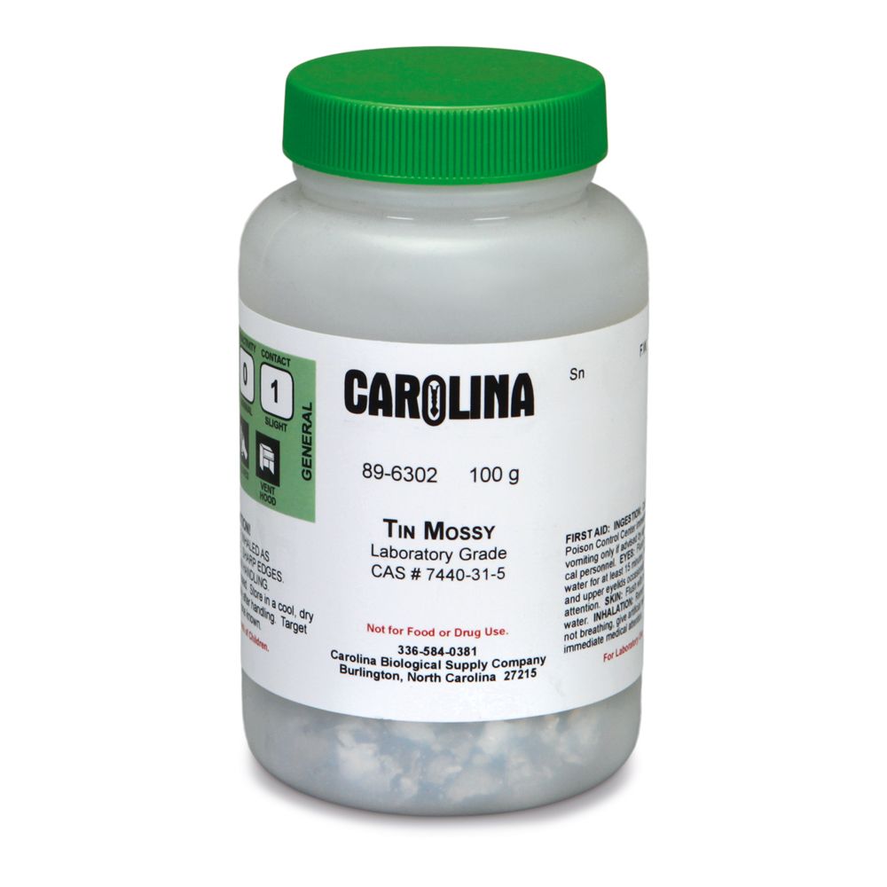 Tin, Mossy, Laboratory Grade, 100 g | Carolina Biological Supply