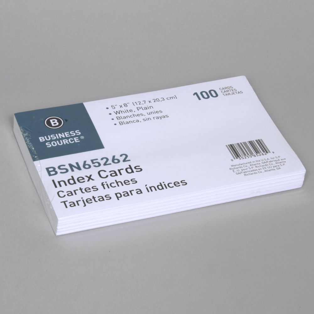 Card, Index, Plain (unruled), 5 x 8", Pack of 100 | Carolina Biological ...