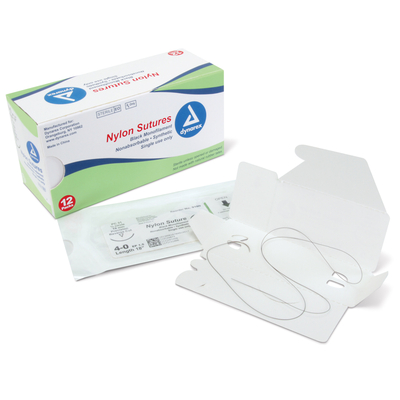 Dynarex® 9100 Monofilament Nylon Suture, Nonabsorbable, Black, Pack of ...