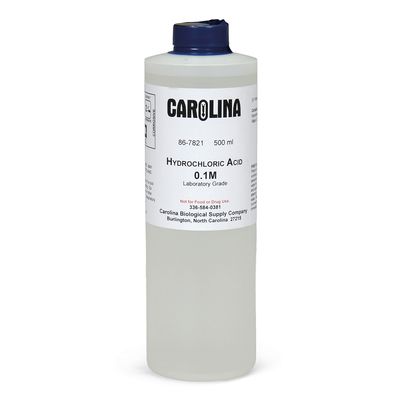 Hydrochloric Acid, 0.1 M (0.3% v/v), Laboratory Grade, 500 mL | Carolina Biological Supply